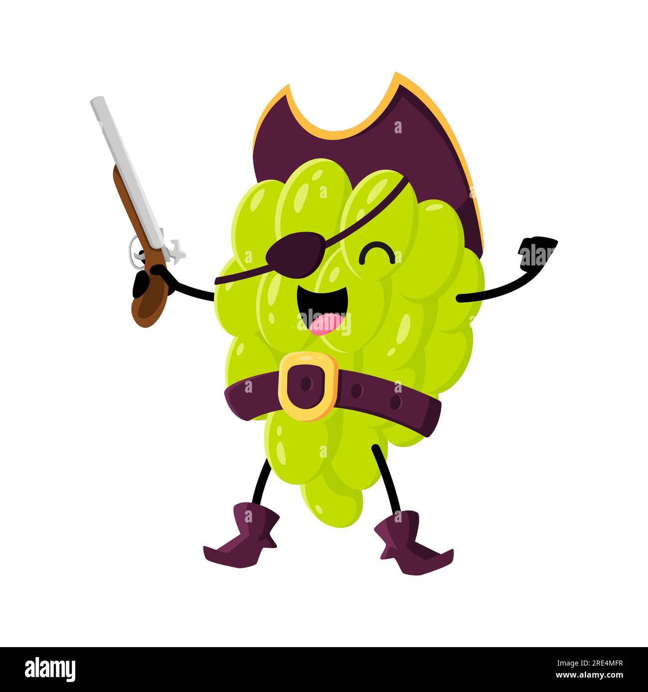 Cartoon funny grapes berry pirate captain character. Vector grape ...