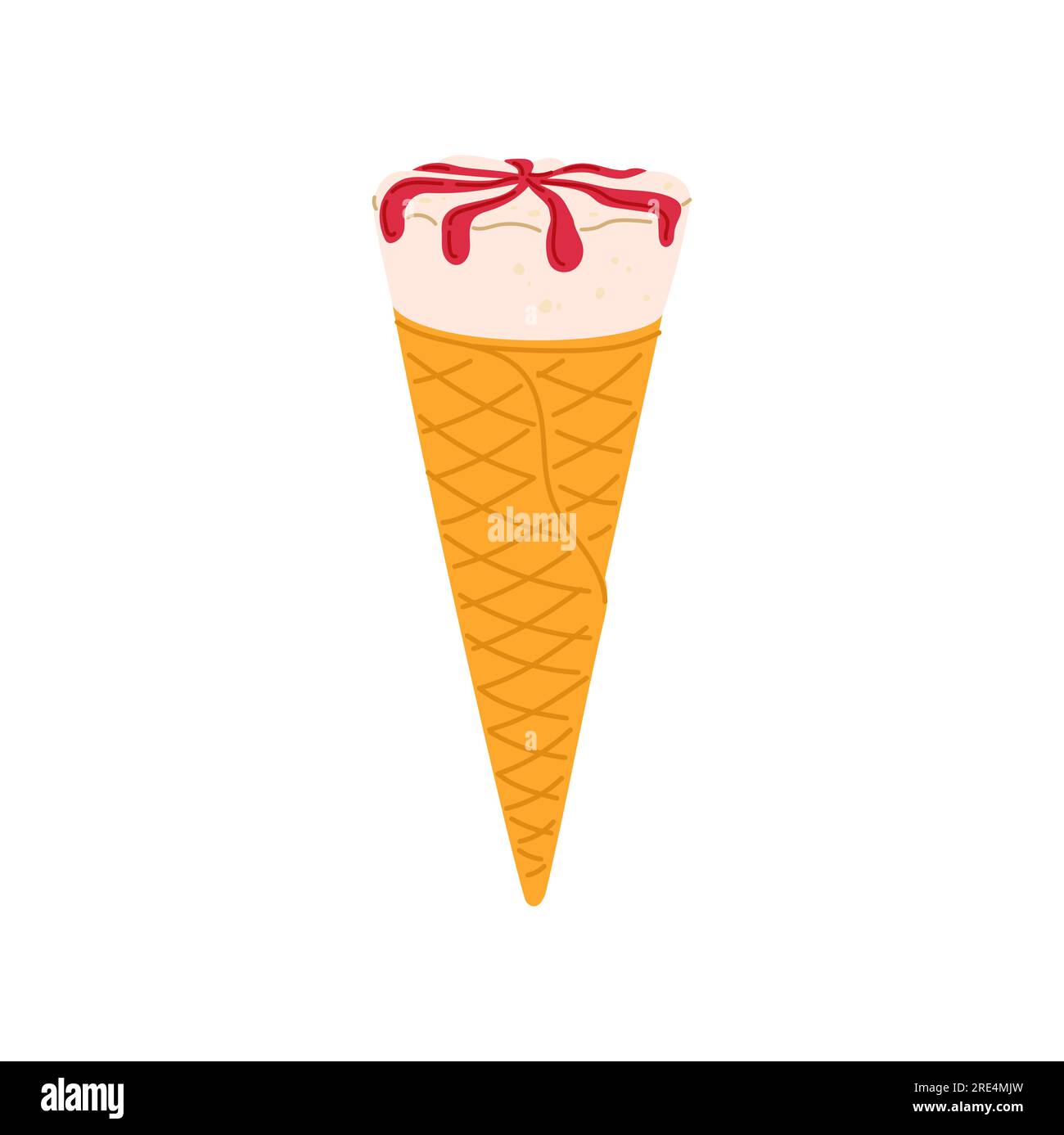 Ice Cream In Waffle Cone Summer Dessert Vector Gelato Icecream Sweet