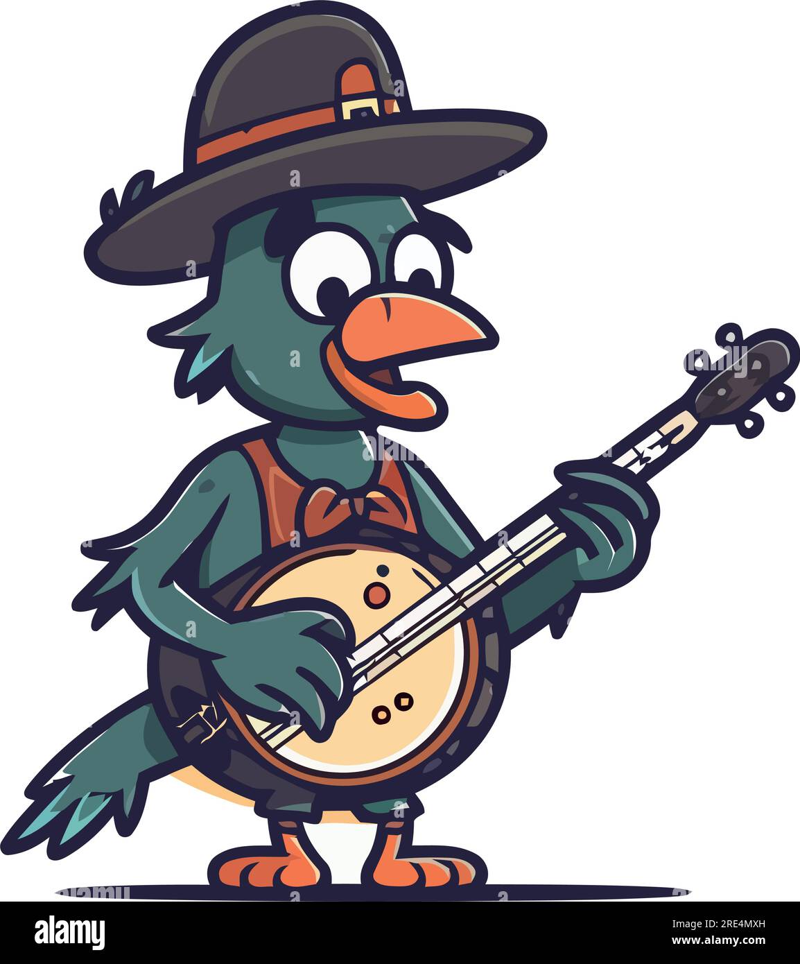 Cute bird guitarist playing acoustic guitar over white Stock Vector ...