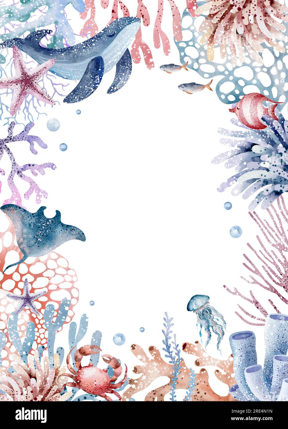 Set of cute postcards with sea animals. Collection of postcards with ...