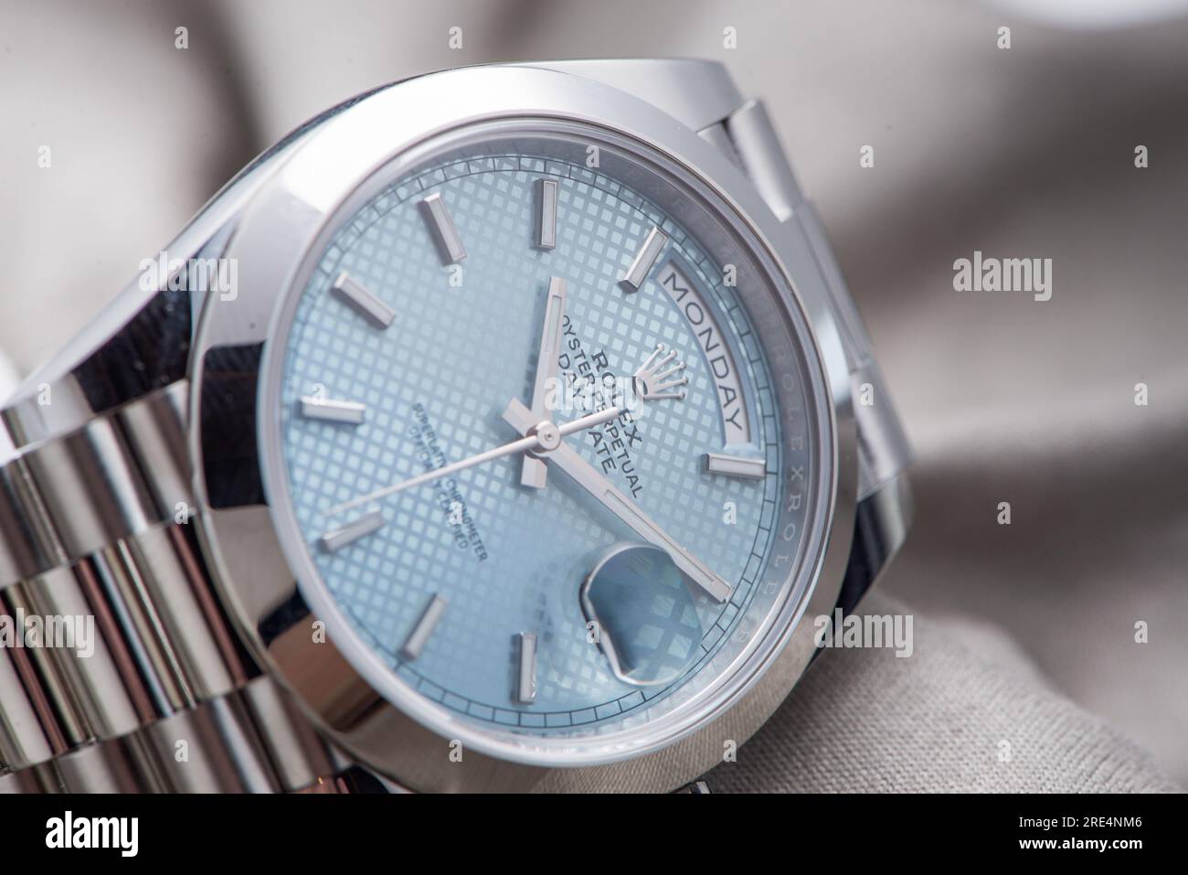 Rolex Day-Date in platinum as seen during Baselworld Presentation Stock Photo - Alamy