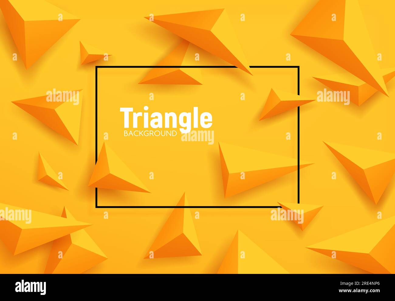 Yellow triangles, abstract geometric vector background. 3d pyramids ...