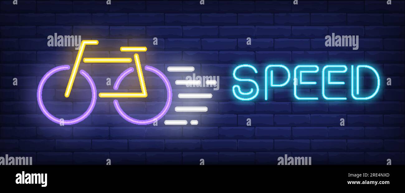 Speed neon text with bicycle going fast Stock Vector Image & Art - Alamy