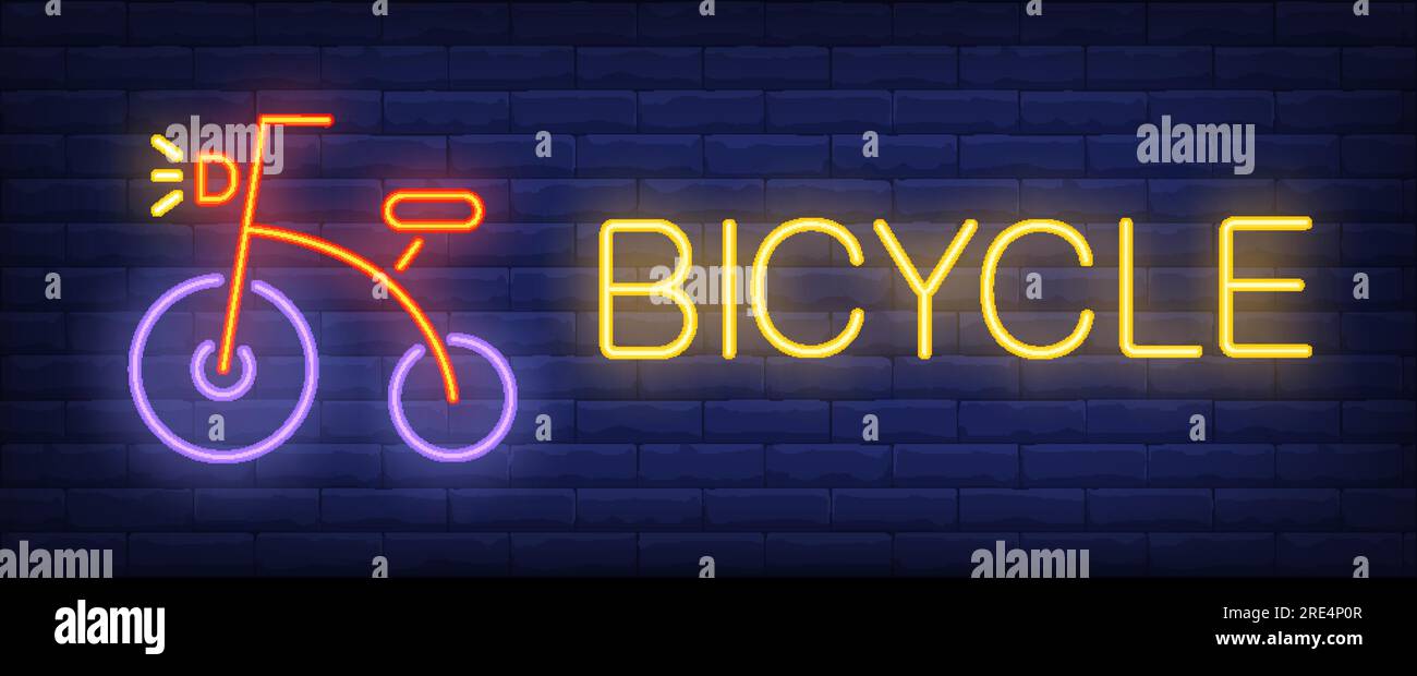 Bicycle neon text and retro bike Stock Vector Image & Art - Alamy