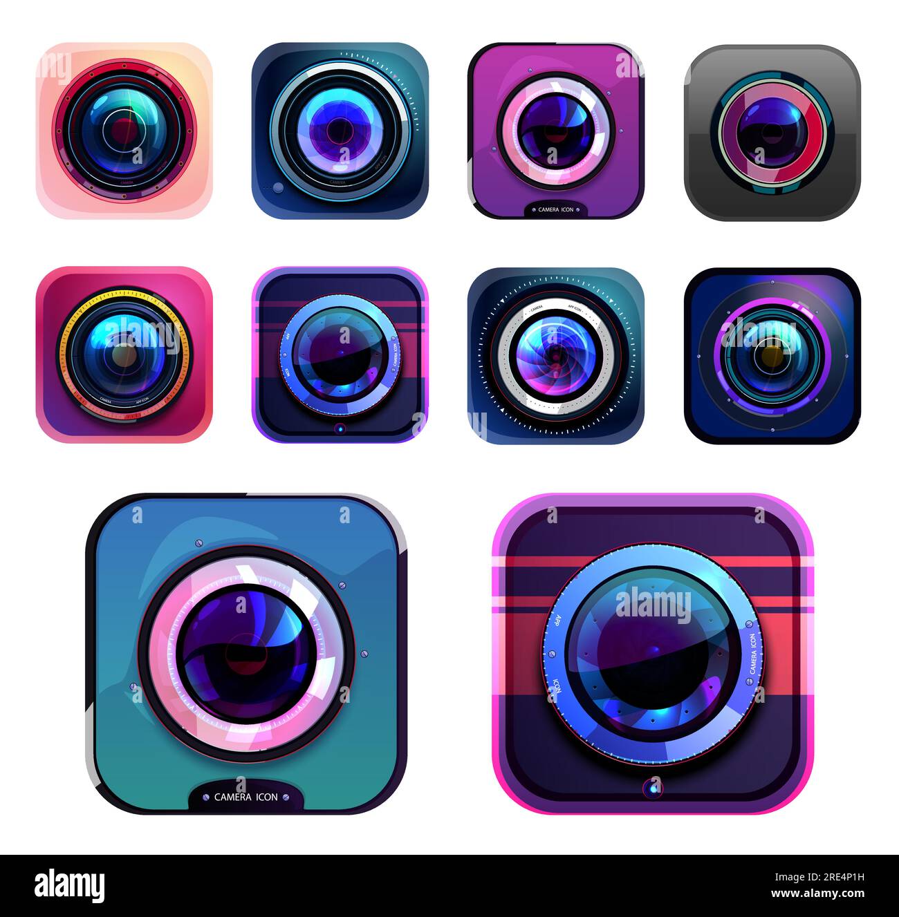 Photo and video camera icons, isolated vector photographer equipment ...