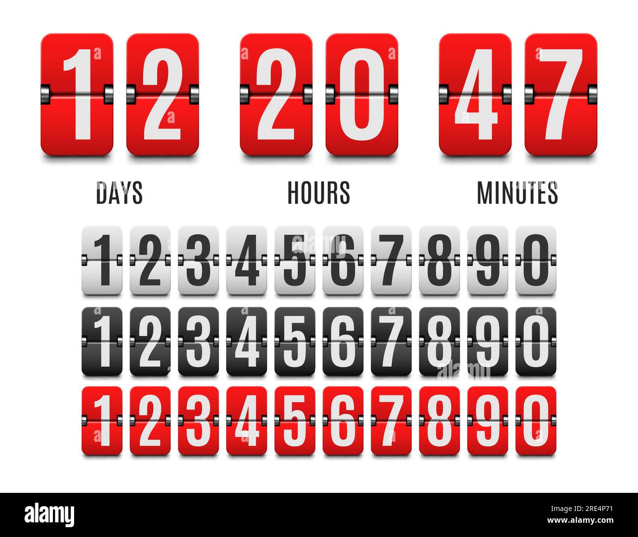Flip Countdown Clock Counter Count Down Flip Board Time Chronometer Vector Timer With Days