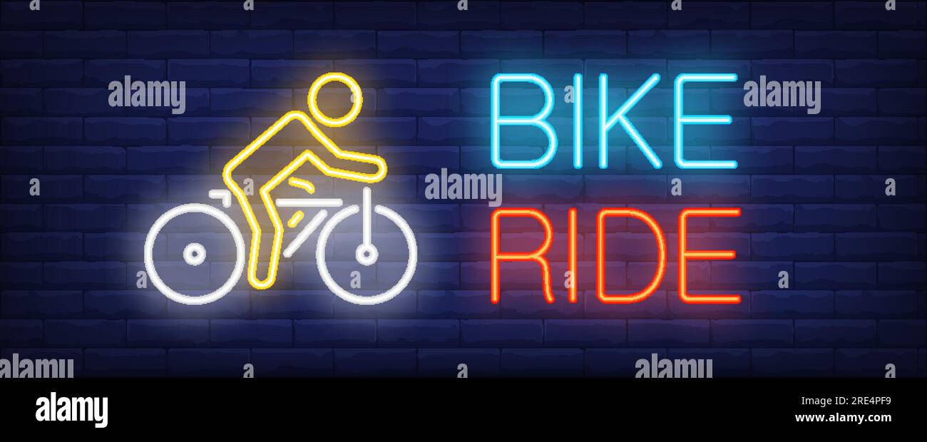 Colorful neon cyclist Stock Vector Images - Alamy
