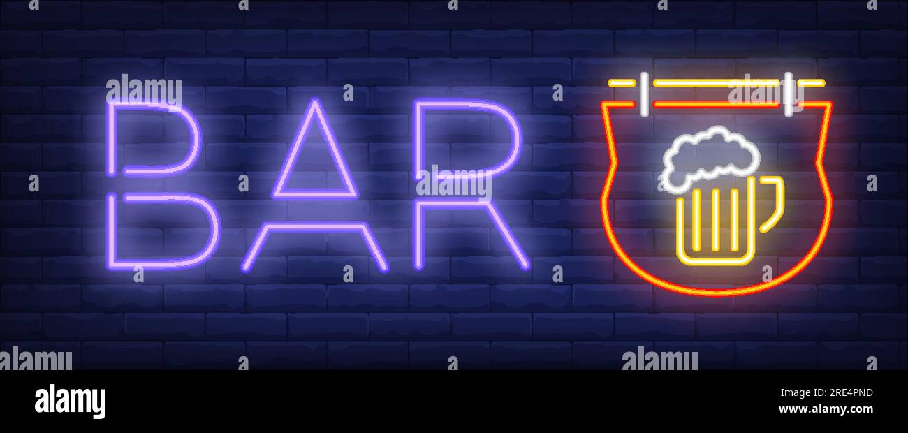 Bar neon sign Stock Vector Image & Art - Alamy