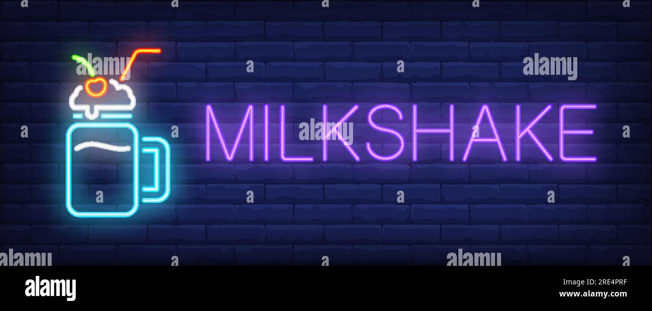 Milkshake neon sign Stock Vector Images - Alamy