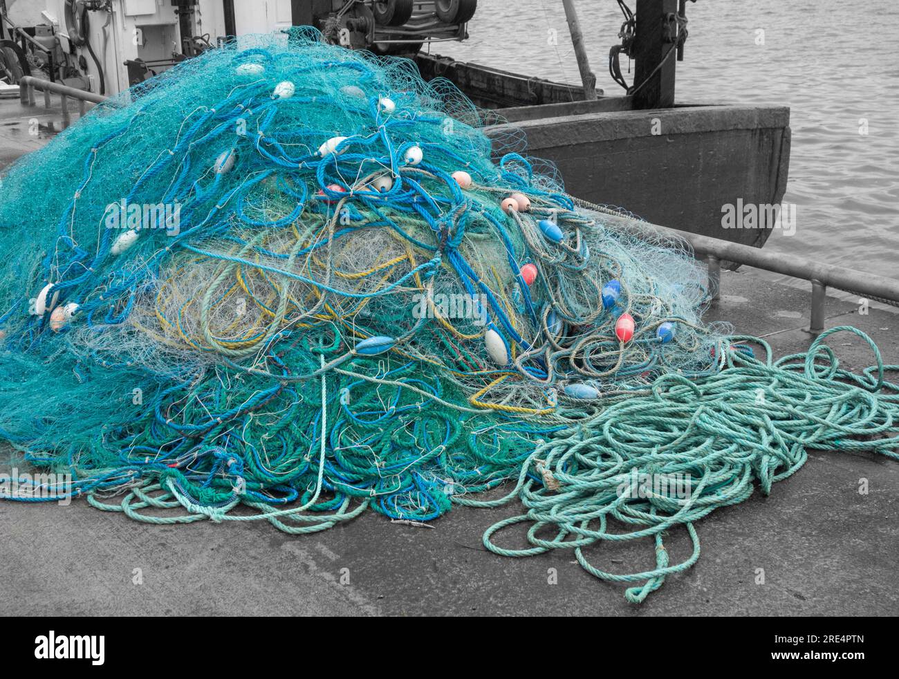 Pile of fishing nets in riparian ambiance Stock Photo - Alamy