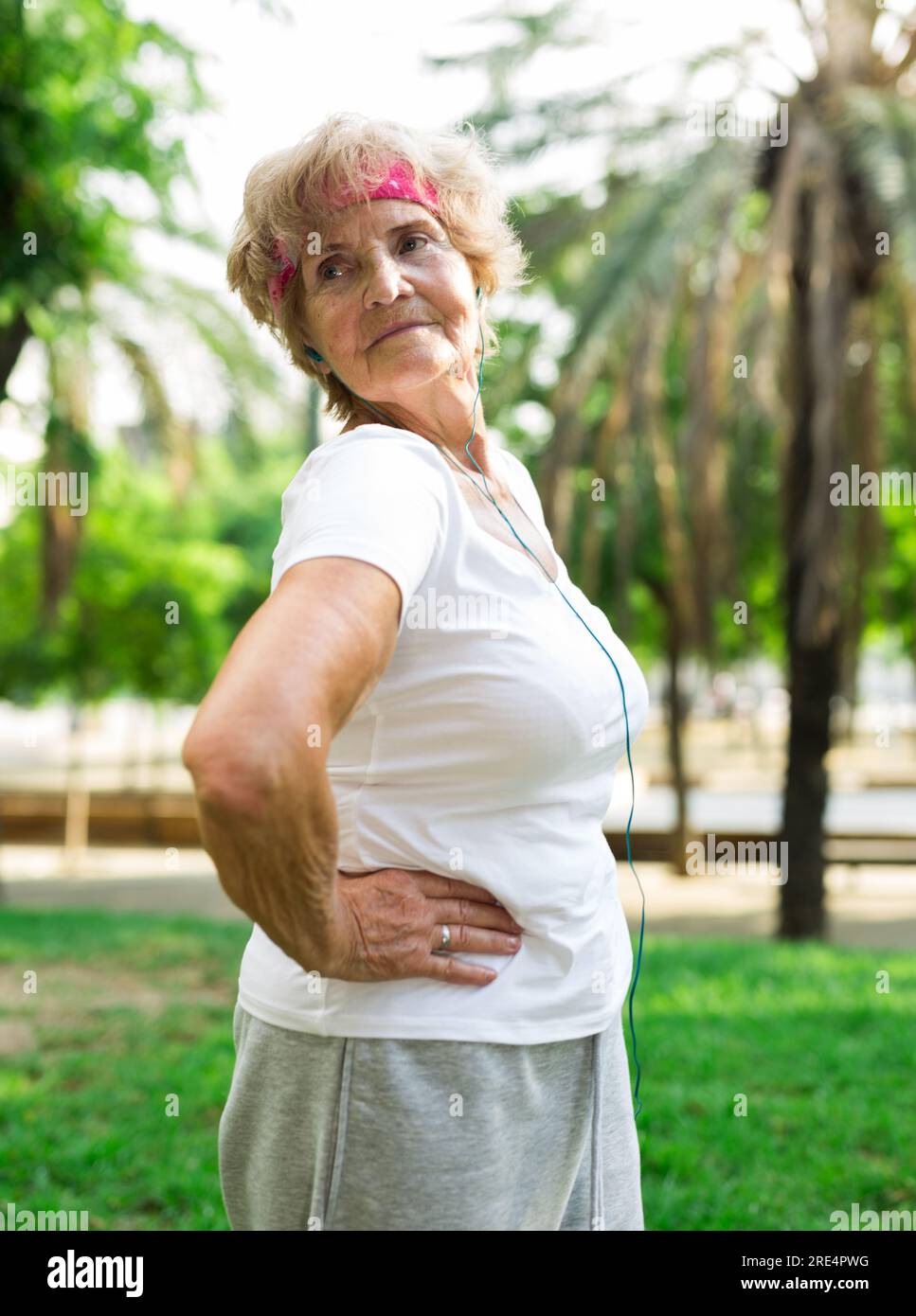 Old grandmother doing physical exercises hi-res stock photography and ...