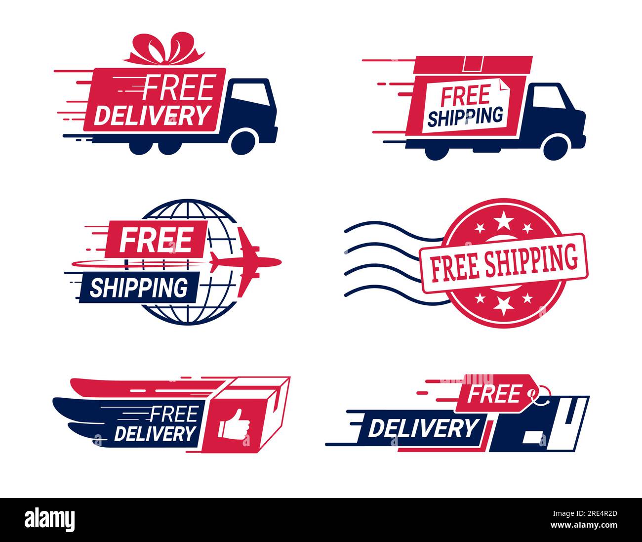 Free delivery icons of vector courier car, shipping truck and cargo ...