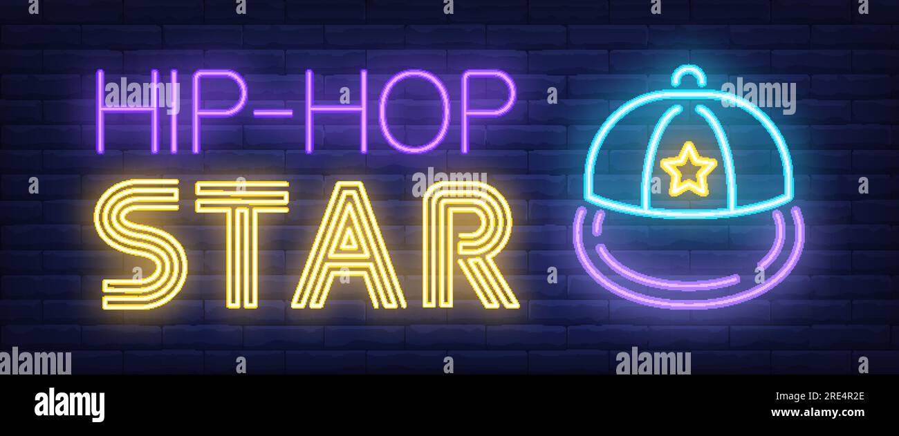 Hip-hop star neon text with cap Stock Vector Image & Art - Alamy