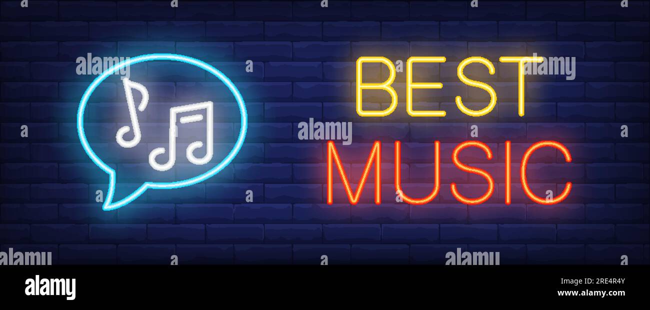 Best music neon sign. Speech bubble with notes Stock Vector Image & Art ...