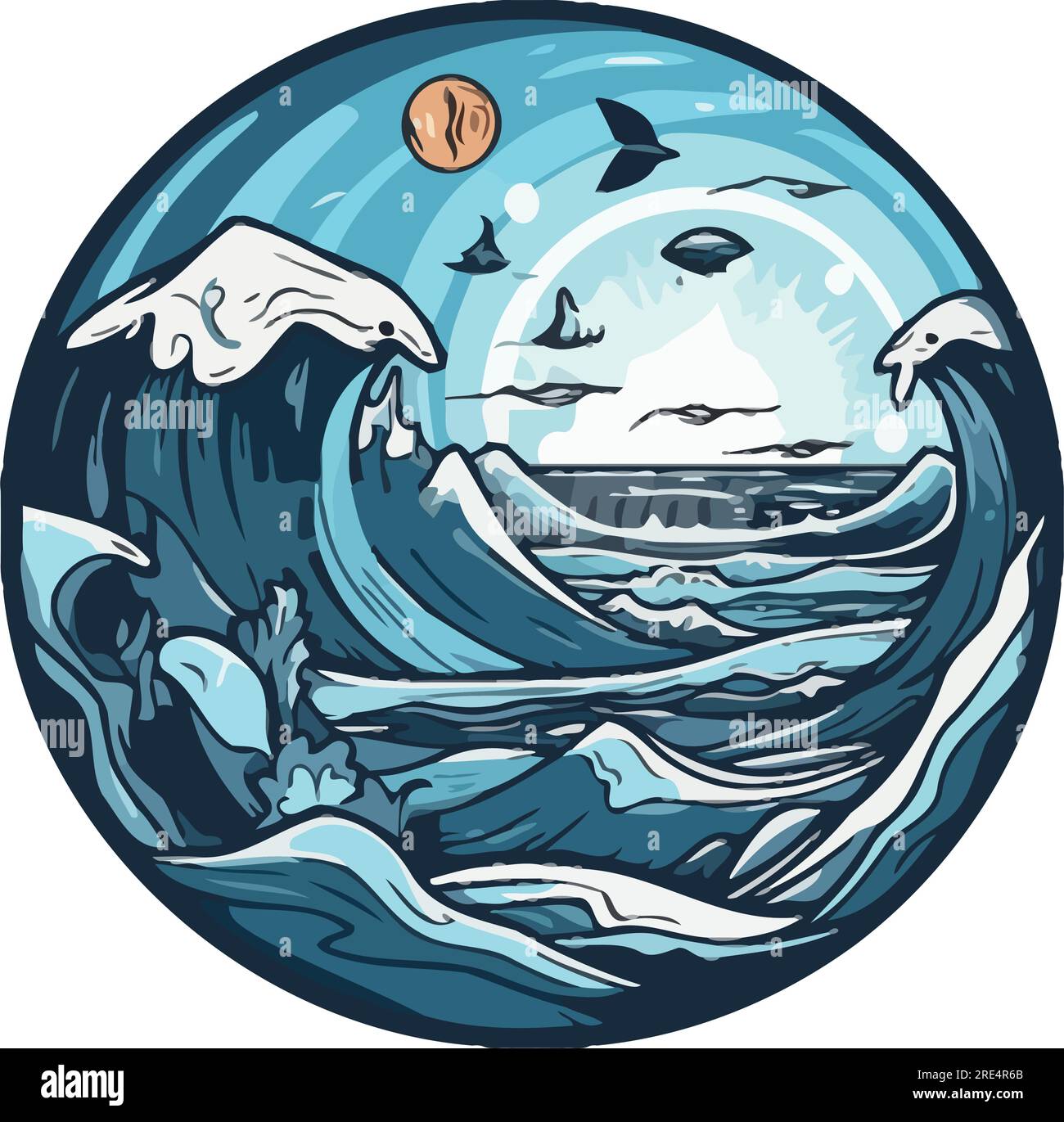 Flying over the waves Stock Vector Images - Alamy