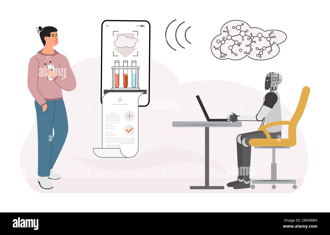 Man receives on phone results of tests with recommendations made by ...