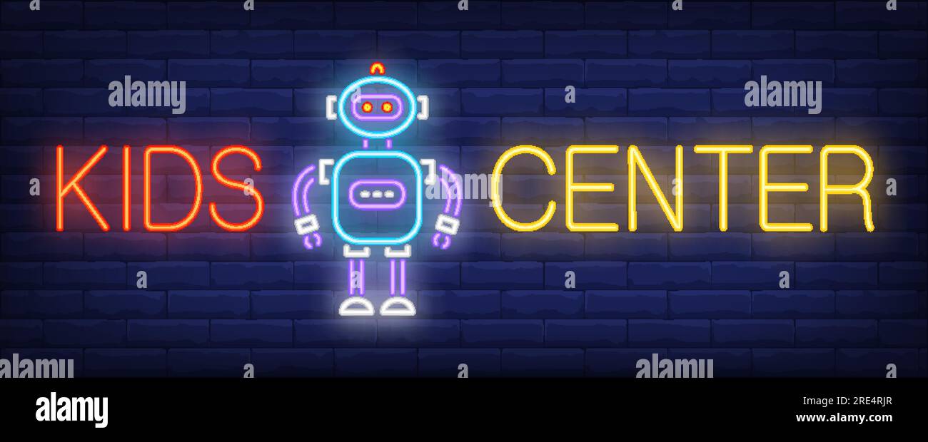 Kids center neon sign Stock Vector Image & Art - Alamy