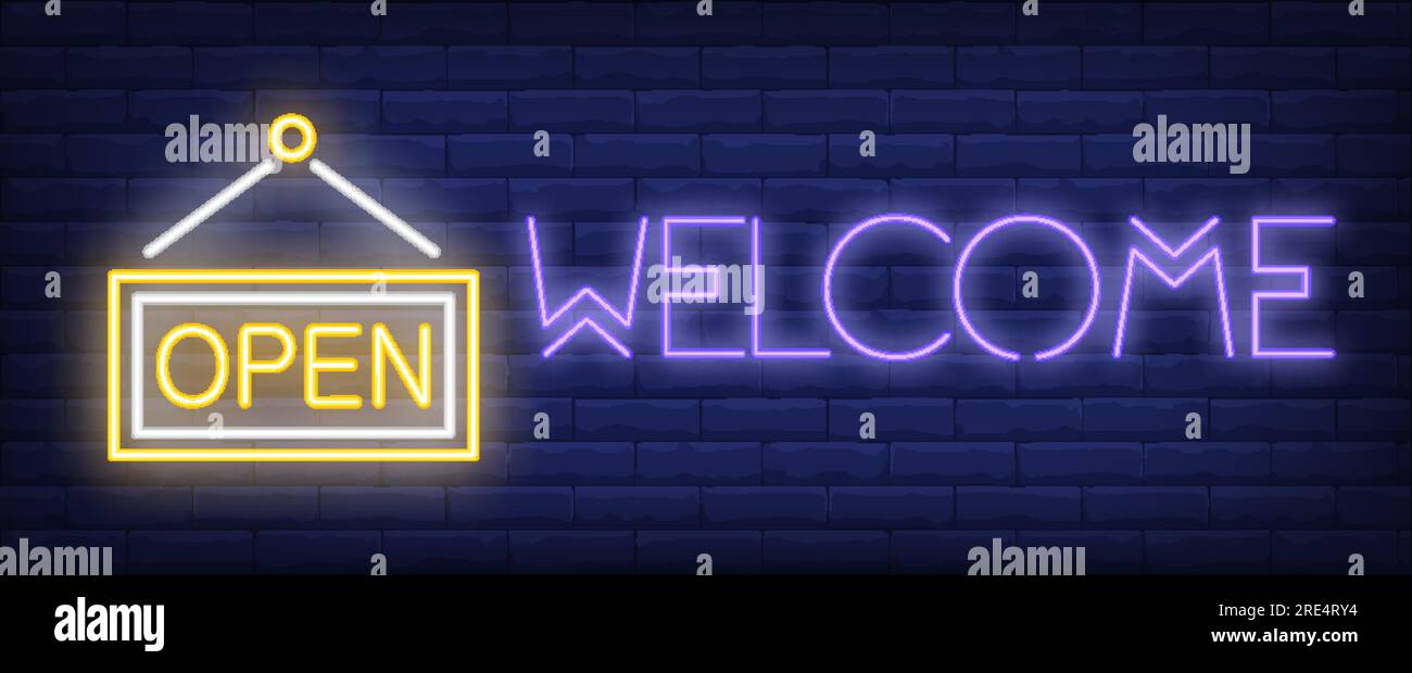 Welcome neon sign Stock Vector Image & Art - Alamy