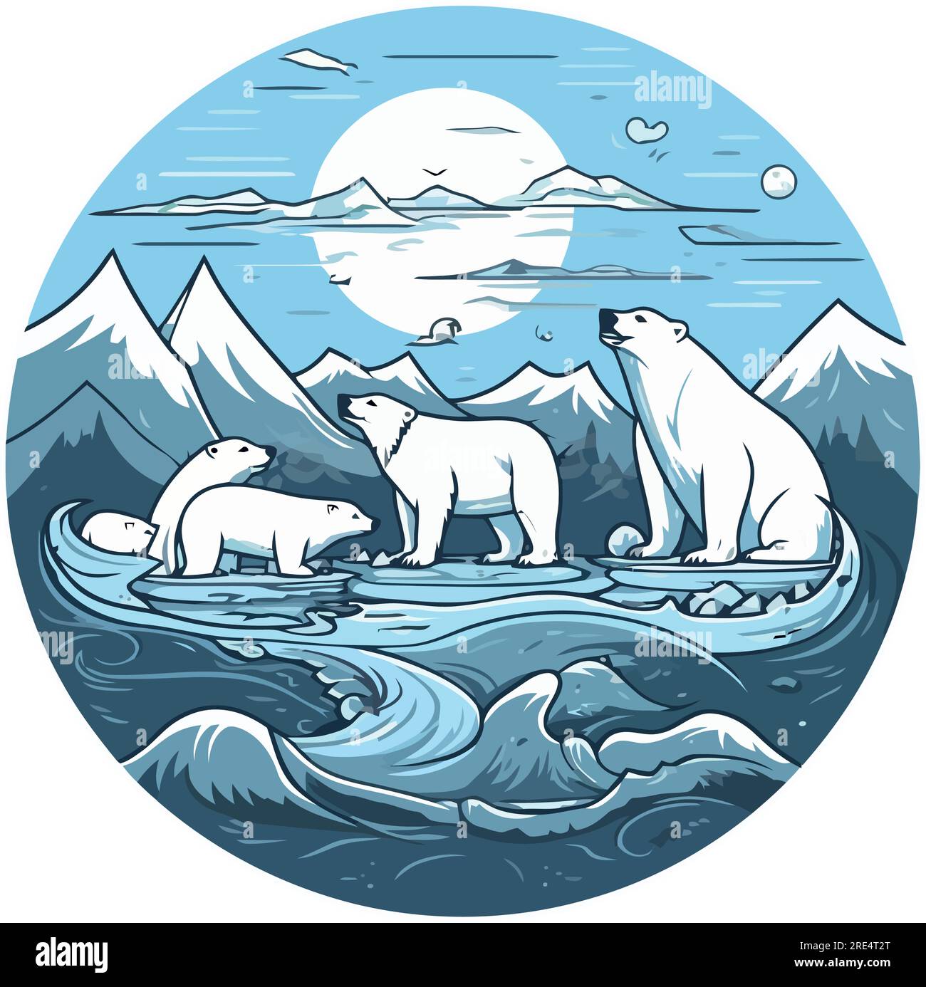 Cute arctic mammal fishing in frozen water over white Stock Vector ...
