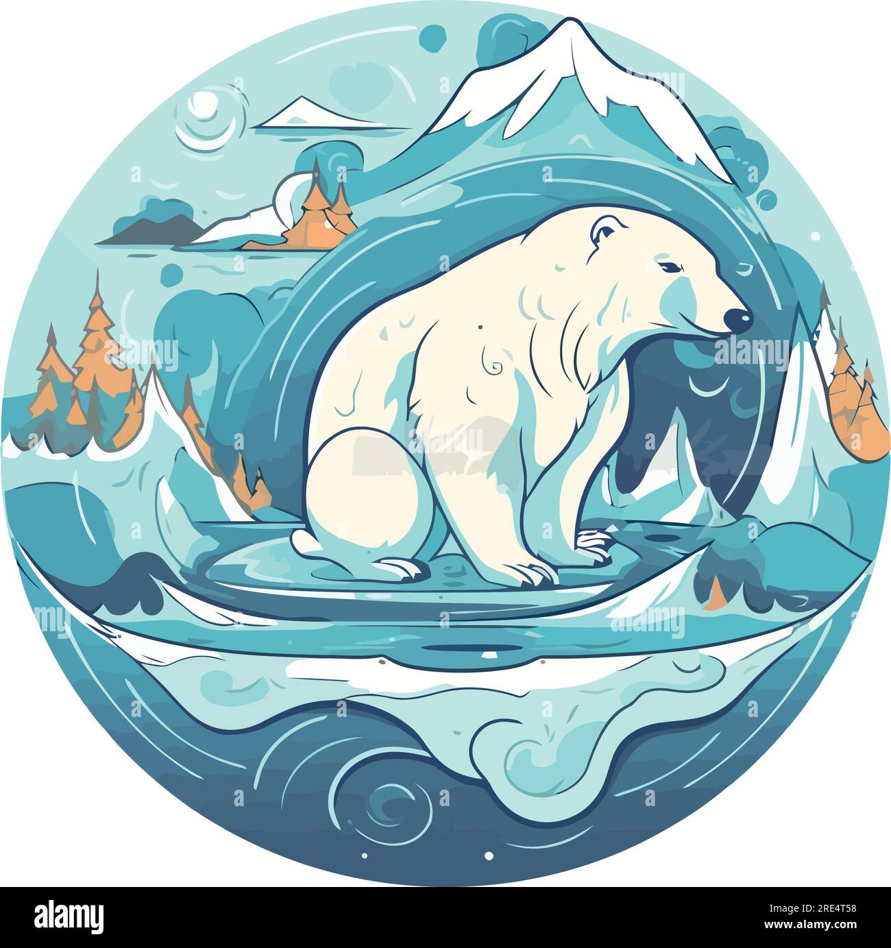 Polar Bear Swimming Clipart