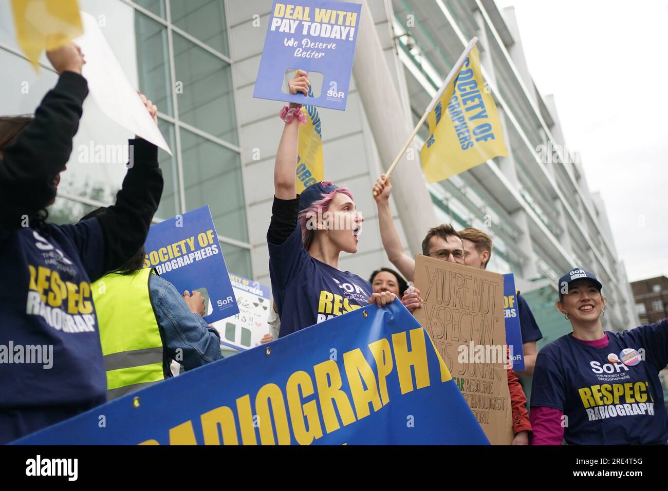 Members of the Society of Radiographers (SoR) on the picket line ...
