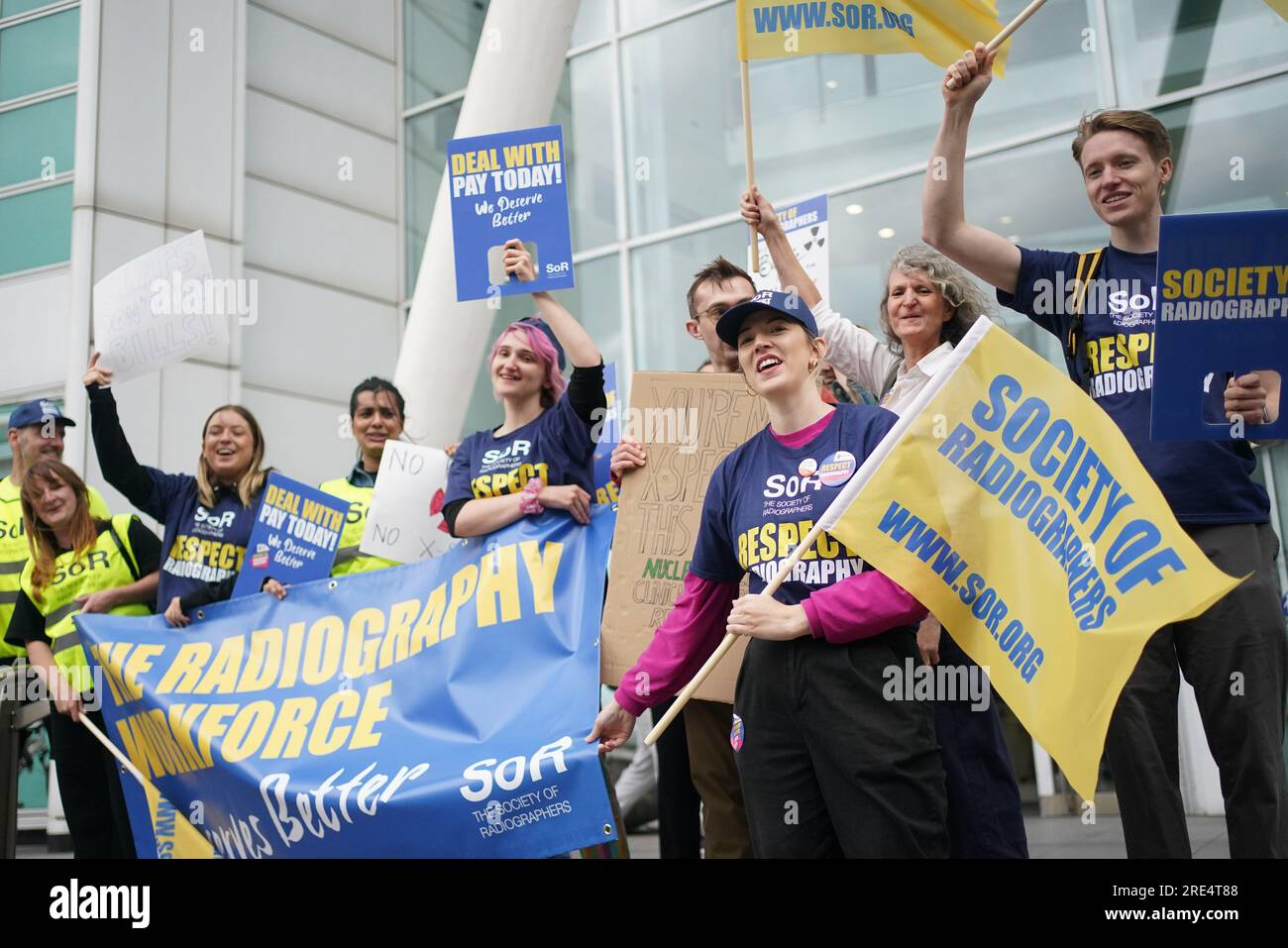 Members of the society of radiographers (sor) on the picket line ...