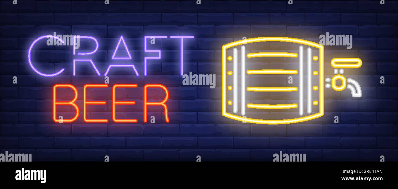 Craft beer neon sign Stock Vector Images - Alamy