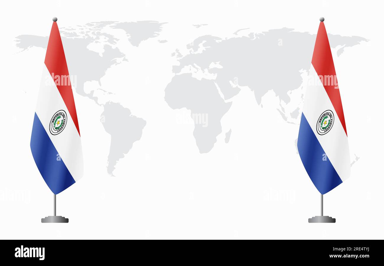 Paraguay and Paraguay flags for official meeting against background of ...