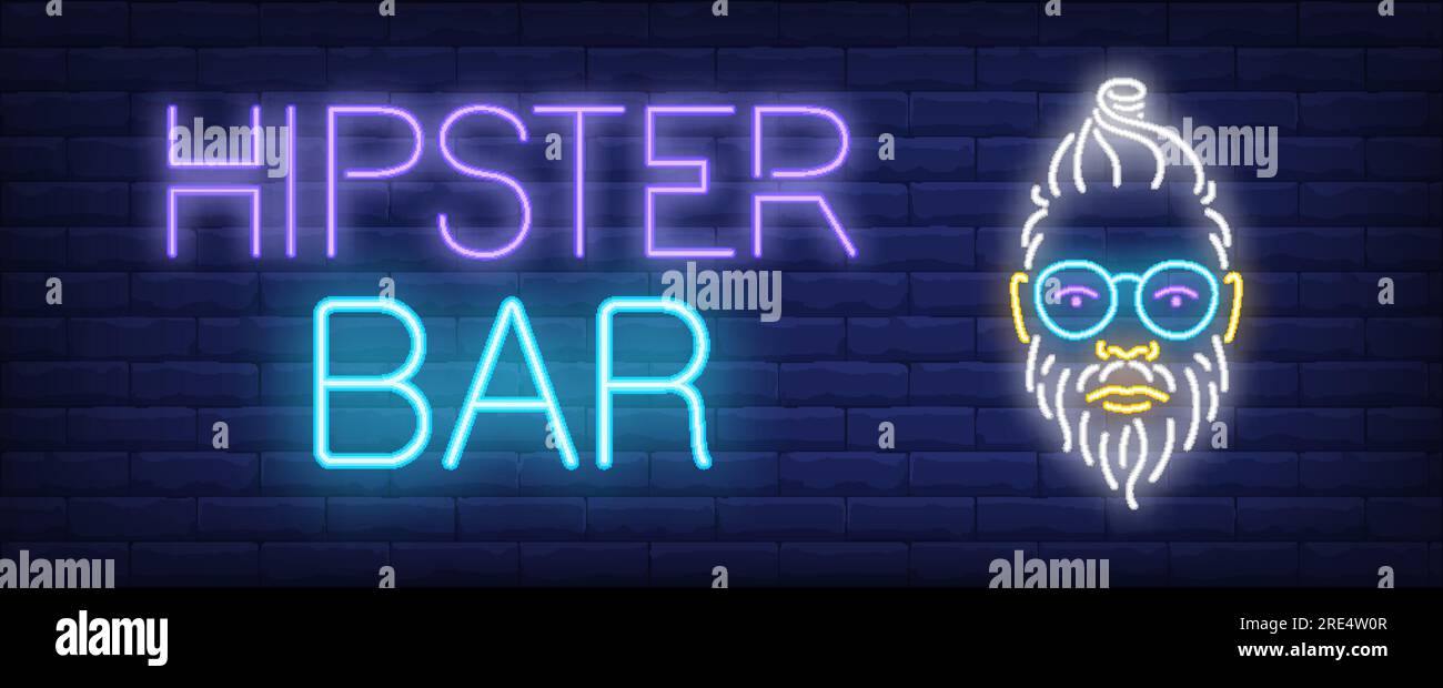 Hipster bar neon sign Stock Vector Image & Art - Alamy