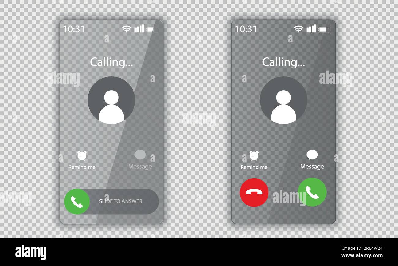 Call Screen Concept UI Set with realistic transparent background ...