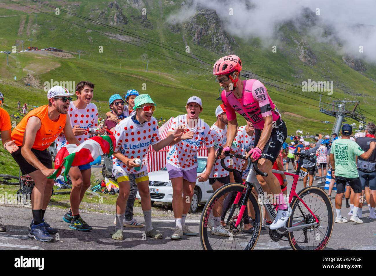 Col du Tourmalet, France - July 06 2023: Neilson Powless climbig the ...