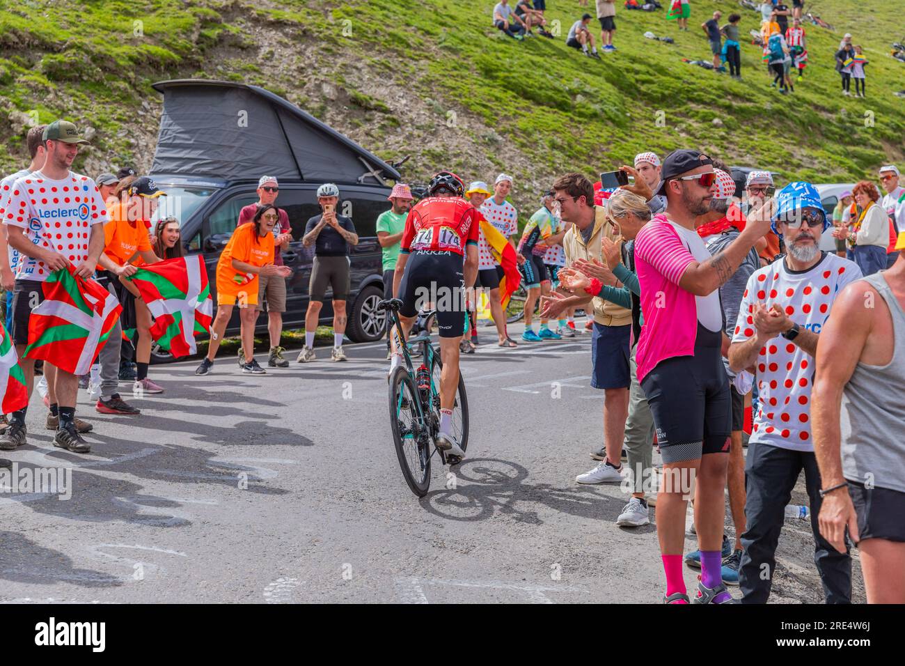 Col du Tourmalet, France - July 06 2023: Anthony Delaplace climbig the ...