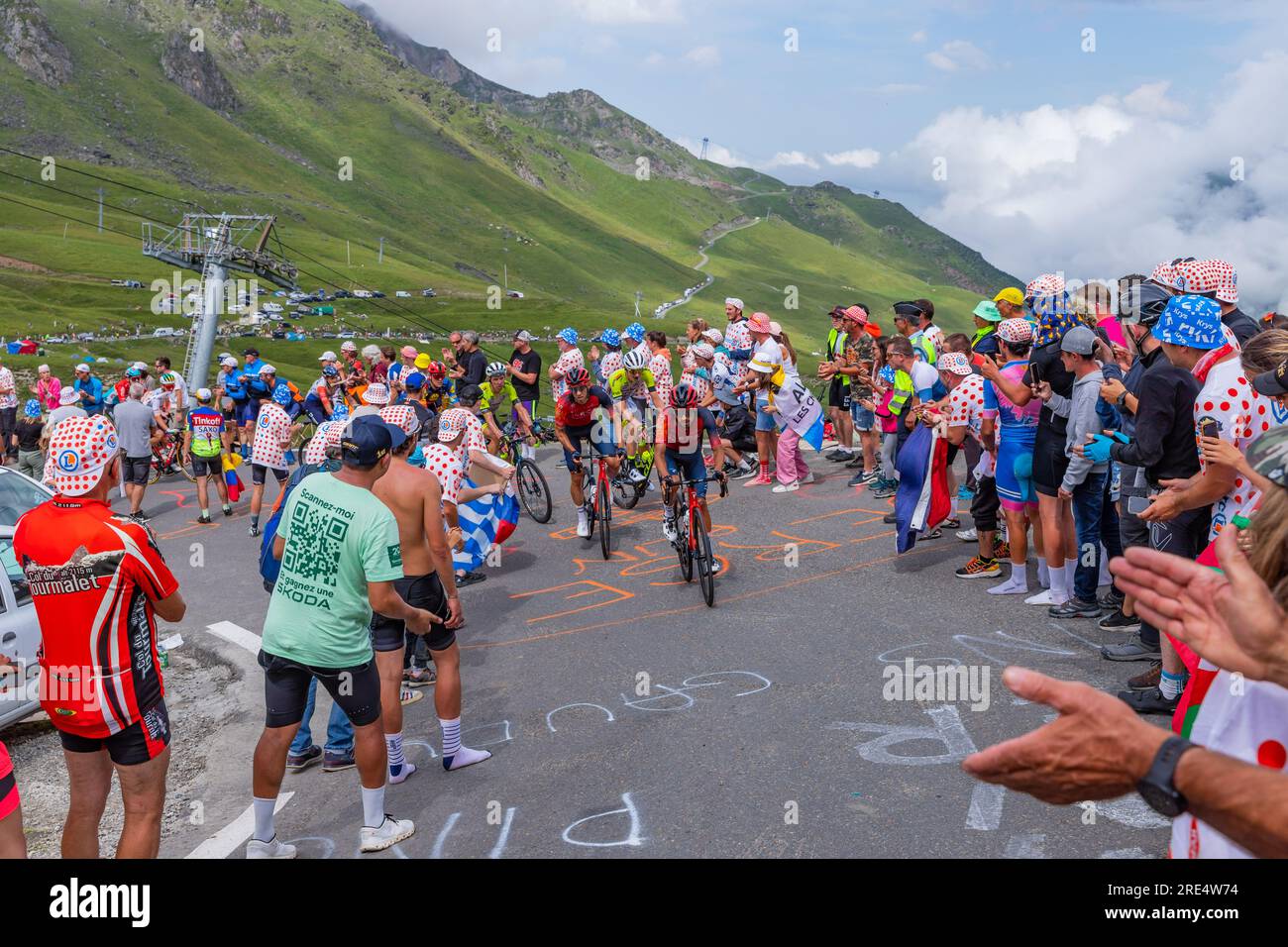 Col du Tourmalet, France - July 06 2023: Daniel Martinez climbig the ...