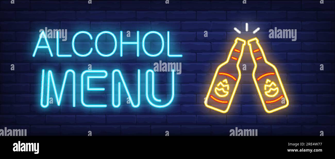 Alcohol glowing neon sign Stock Vector Images - Alamy