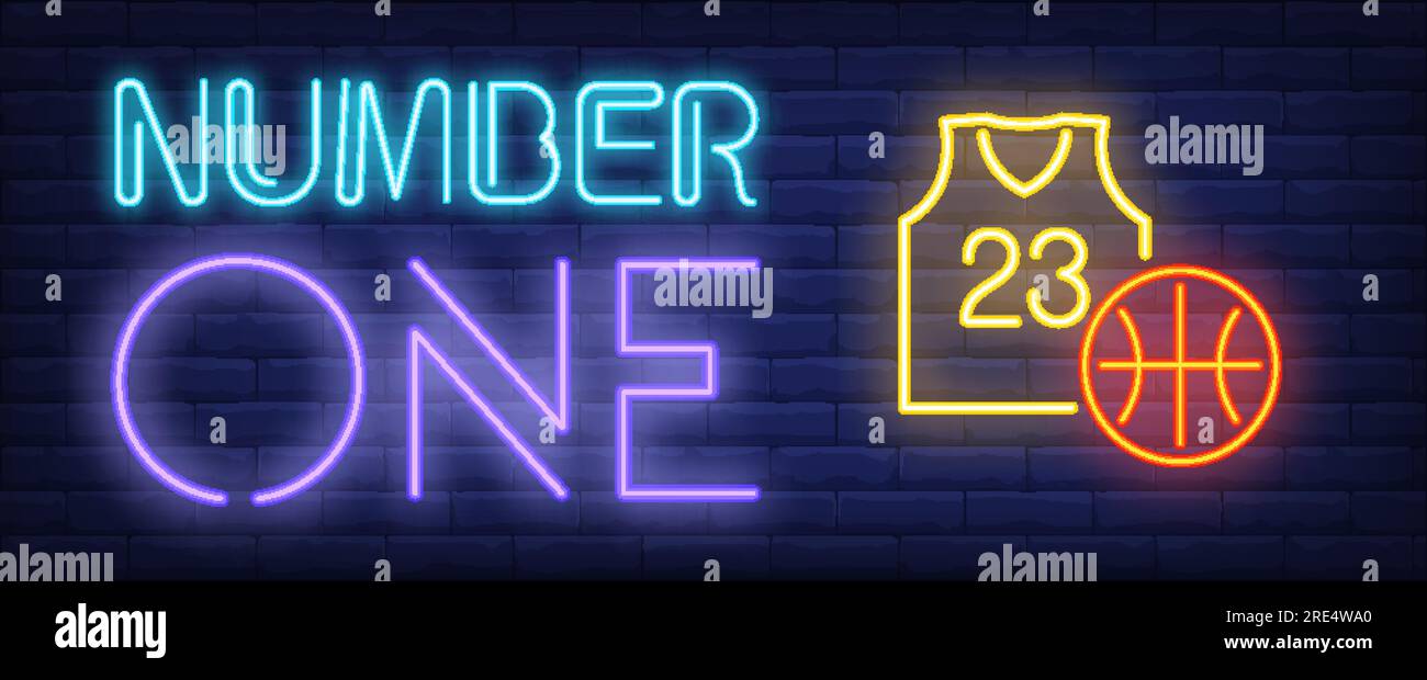Number one neon text with basketball and jersey Stock Vector Image ...