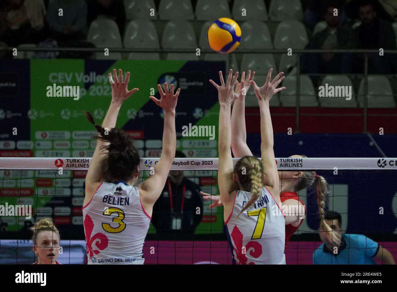ISTANBUL, TURKIYE - MARCH 22, 2023: Yvon Belien and Elena Pietrini in ...
