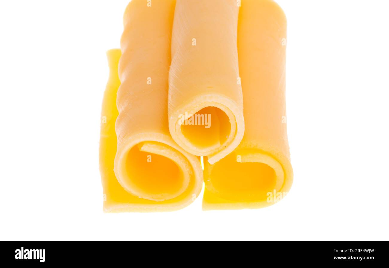 sliced cheese isolated on white background Stock Photo - Alamy