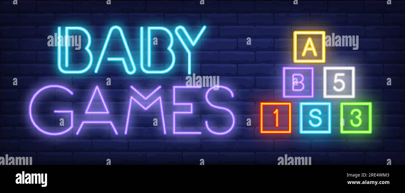 Baby games neon sign Stock Vector Image & Art - Alamy