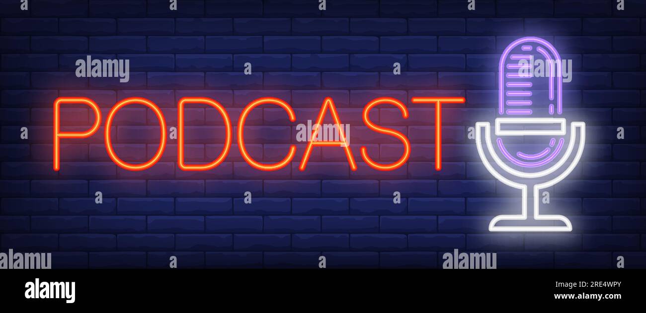 Podcast neon sign glowing Stock Vector Images - Alamy