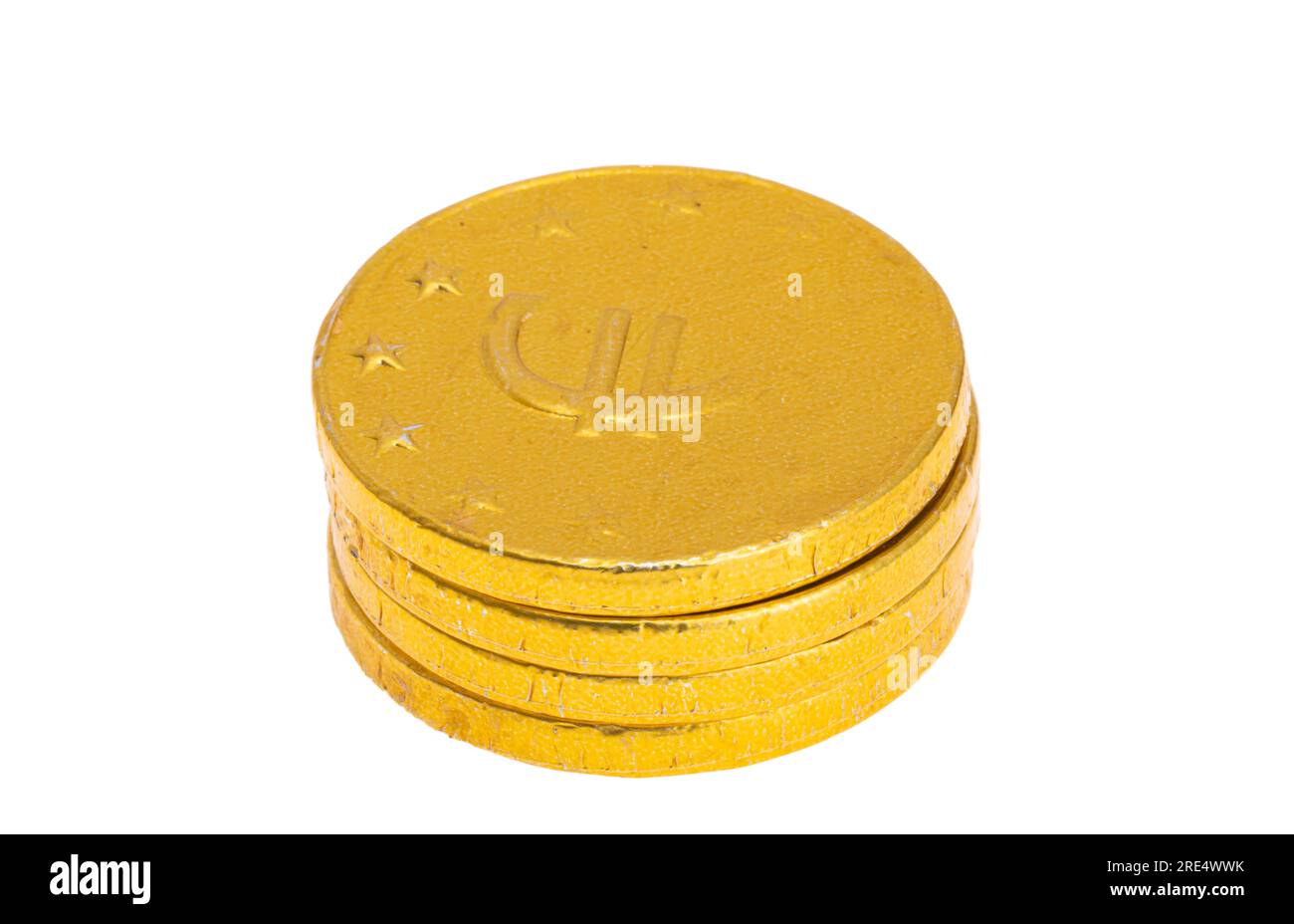 golden euro coins isolated on white background Stock Photo - Alamy