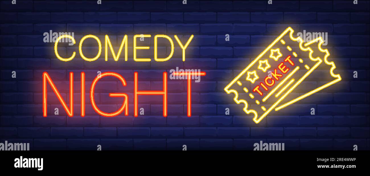 Comedy night neon text with tickets Stock Vector Image & Art - Alamy