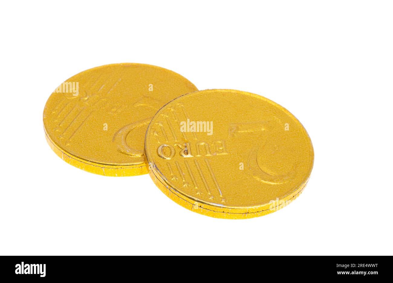 golden euro coins isolated on white background Stock Photo - Alamy