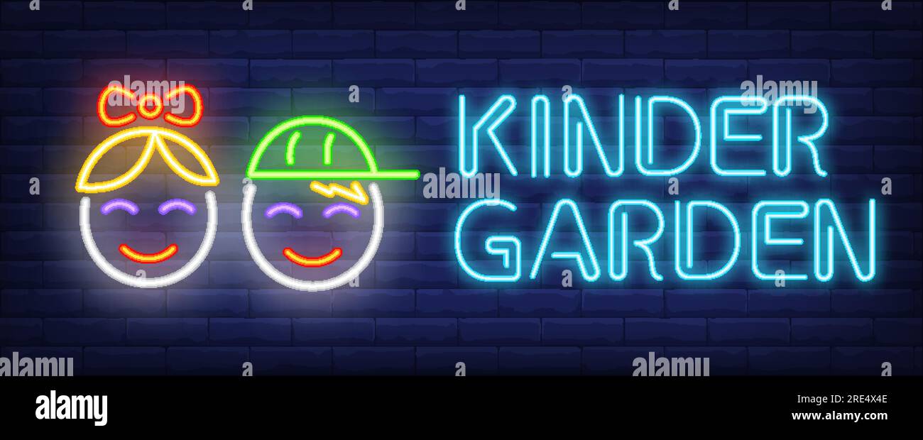 Kinder garden neon sign Stock Vector Image & Art - Alamy