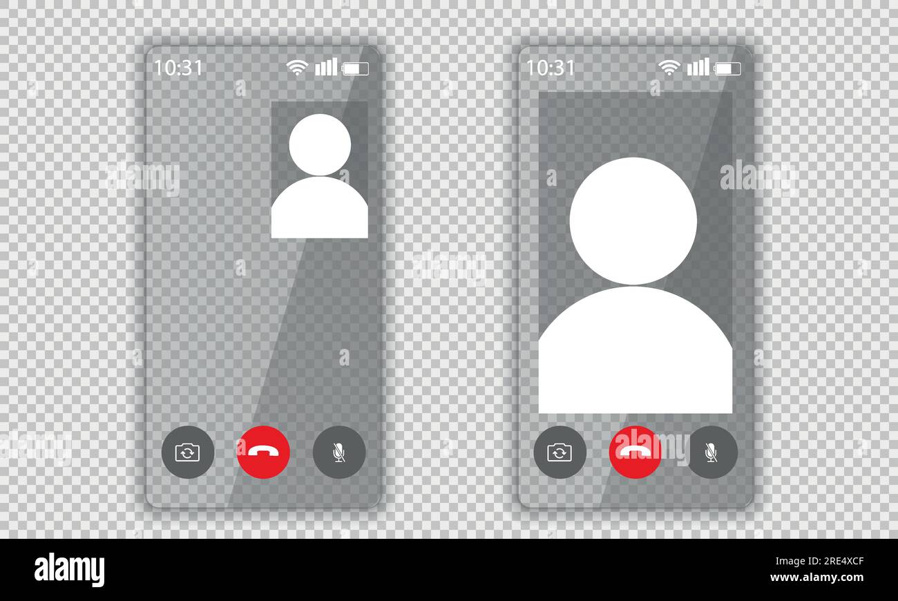 Call Screen Concept UI Set with realistic transparent background ... Call Screen Concept UI Set with realistic transparent background ...
