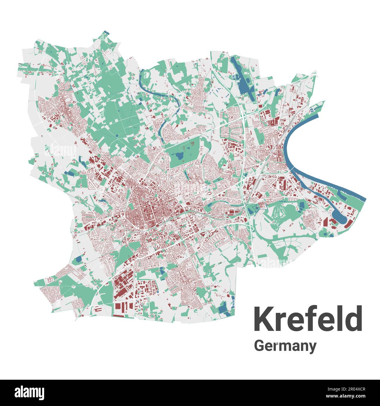 Krefeld city map within administrative borders. Detailed municipality map with buildings Stock ...