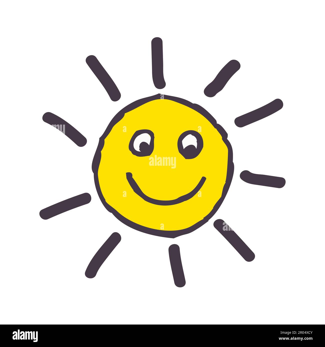 Doodle smiling sun icon. Colorful hand drawn sun weather symbol Stock ...