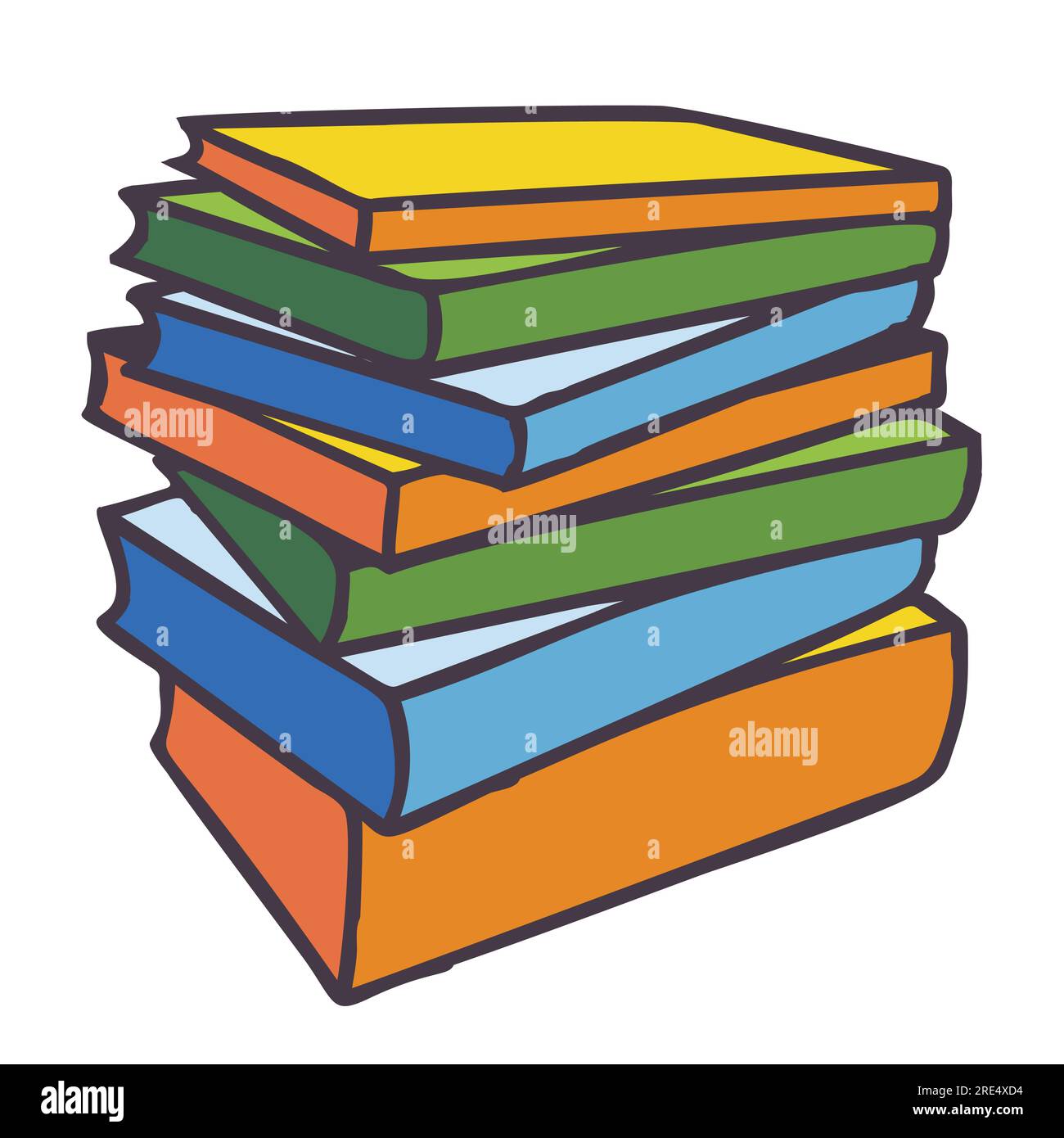 Doodle books pile icon. Colorful hand drawn book, journal or notebook ...