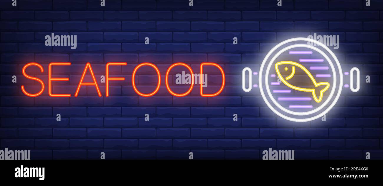 Seafood neon sign Stock Vector Image & Art - Alamy