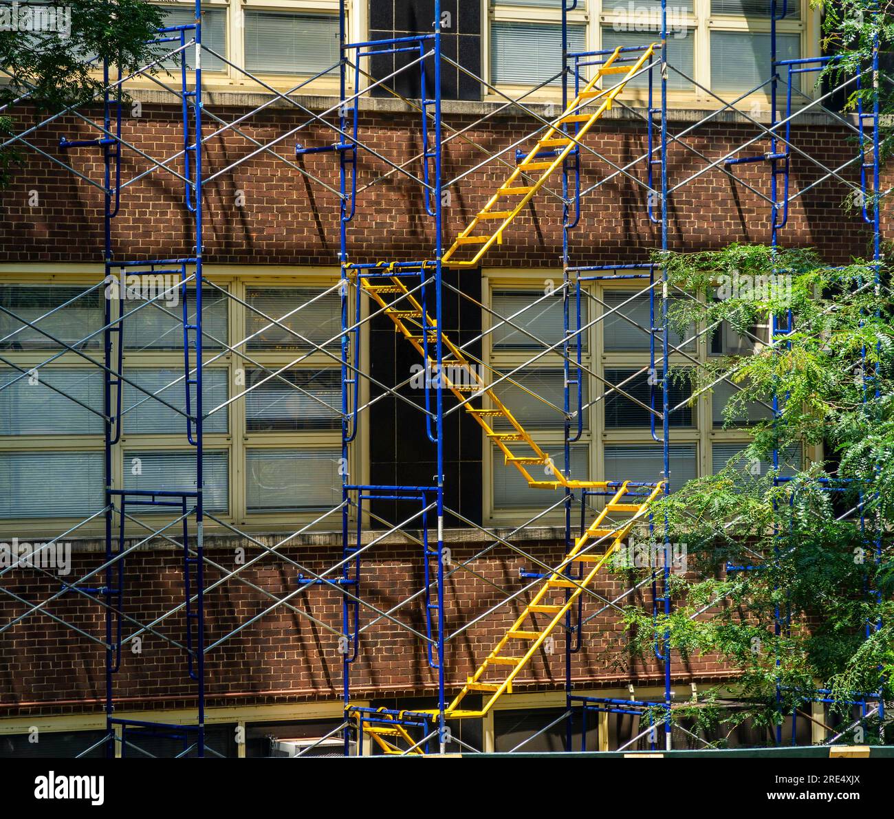 Escher-like scaffolding under construction outside of a school in the ...
