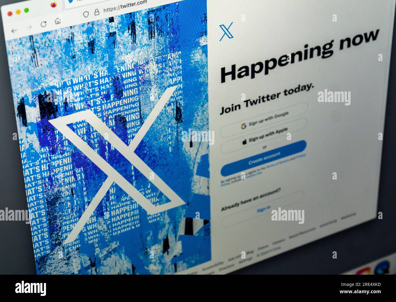 The Twitter sign in page displaying its new name, “X” on the sign-in ...
